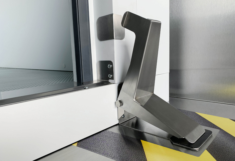 Foot-operated door opener makes coldroom access easy for kitchen staff